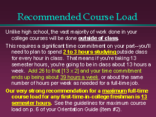 Recommended Course Load
