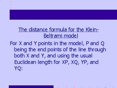 The distance formula for the Klein-Beltrami model